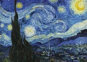 GRAFIKA Puzzle Hvězdná noc a dům Auvers / 2x500 dílků / 47,8 × 34,2 cm