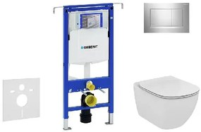 Geberit Duofix - Modul pro závěsné WC s tlačítkem Sigma30, lesklý chrom/chrom mat + Ideal Standard Tesi - WC a sedátko, Aquablade, SoftClose 111.355.00.5 NU6