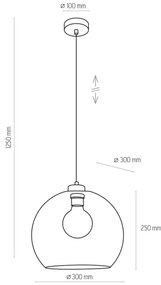 TK LIGHTING Lustr - CUBUS 4292, Ø 30 cm, 230V/15W/1xE27, grafit/černá