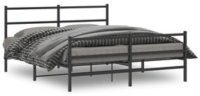 Kovový rám postele s hlavovým a nožním čelem černý 150 x 200 cm