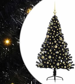 Umělý osvětlený vánoční stromeček Černá 150 cm PVC 3397132