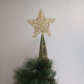 Vánoční hvězda na stromek 18 × 30 cm, drátěná, zlatá