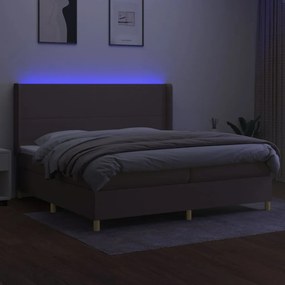 Box spring postel s matrací a LED taupe 200x200 cm textil 3138745