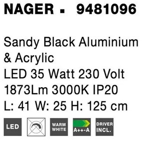 Nova Luce Stojací LED lampa NAGER černý hliník a akryl 35W 3000K