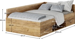 Postel, 120x200, dub artisan, BOAT