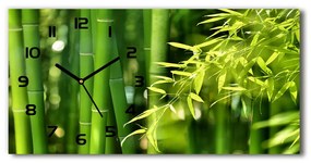 Wallmuralia Moderní skleněné hodiny na stěnu Bambus 60x30 cm