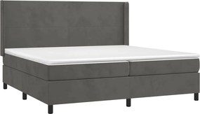 Box spring postel s matrací tmavě šedá 200x200 cm samet 3132580