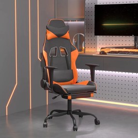 Herní židle s podnožkou černá a oranžová umělá kůže 3143659