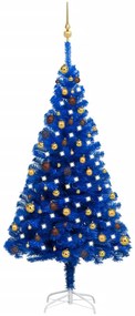 Umělý vánoční stromek s LED a sadou koulí modrý 180 cm PVC,  3077509 HangarStore.cz