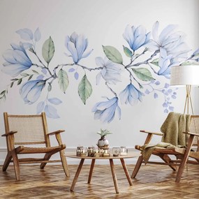 Fototapeta Magnolie v rozkvětu - romantický motiv květů v modré barvě