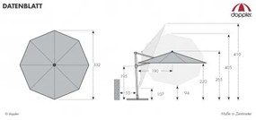 Zahradní slunečník s boční nohou Derby DERBY DX 335 cm- světle šedý