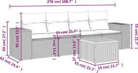 5dílná zahradní sedací souprava s poduškami černá polyratan 3225321