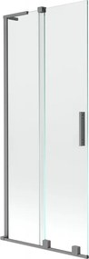 Mexen Velar L, 2-křídlová posuvná vanová zástěna 85 x 150 cm, 8mm čiré sklo, grafitová matná, 896-085-003-01-95