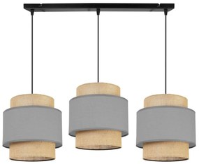 Závěsné svítidlo Boho, 3x jutové/šedé textilní stínítko