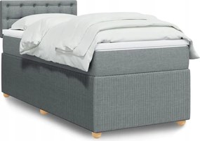 Box Spring Postel S Matrací Textil Světle Šedá tlačítka 80 x 200 cm