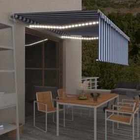 Automatická markýza roleta LED a senzor větru 4,5x3 m modrobílá 3069331