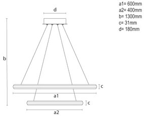 LED Stmívatelný lustr na lanku LED/90W/230V 3000-6500K pr. 60 cm + DO