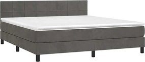 Box spring postel s matrací a LED tmavě šedá 180x200 cm samet 3134418