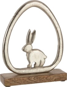 Stříbrná antik dekorace králík na podstavci - 19*4*24 cm