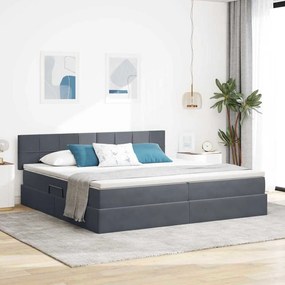 Postel s úložným prostorem s čelo Tmavě šedá 200 x 200 cm samet 3370780