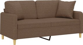 2místná pohovka s polštáři hnědá 140 cm textil 3200912