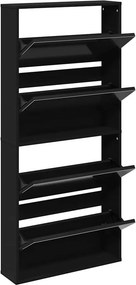 Botník se zrcadlem 4patrový černý 63 x 17 x 134 cm 3228274
