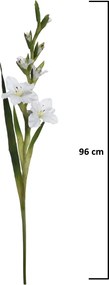 Umělá květina Gladiola / Mečík 96 cm, bílá UNI1001