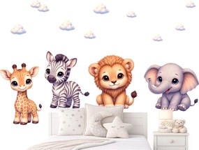 Styl Disney safari zvířátka dětské samolepky na zeď arch 130 x 165 cm