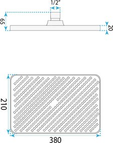 Rea Rea, obdélníková dešťová sprcha 380x210 mm, JS-032, zlatá lesklá, REA-P0395