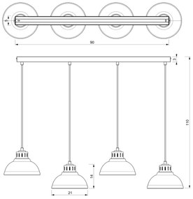 Lustr na lanku SVEN 4xE27/15W/230V červená