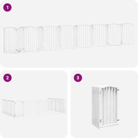 Zábrana pro psy s dvířky skládací 15 panelů bílá 750 cm topol 3155596