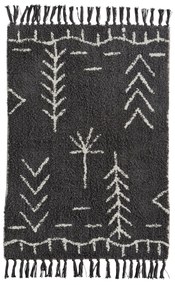 MADAM STOLTZ Bavlněná koupelnová předložka Tufted Black 60 × 90 cm, černá barva, textil