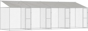 Psí klec s střechou Stříbrná 800 x 200 x 256 cm Ocel a PE 3368300