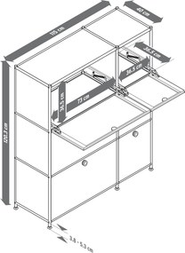 Tchibo - Komoda CN3 se 6 výklopnými dvířky - barva: šedá