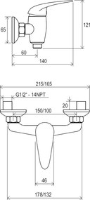 Ravak SUZAN Sprchová nástěnná baterie bez setu,     SN 032.00/100   X070005 SN 032.00/100