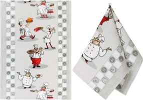 Bellatex Kuchyňská utěrka 1 ks 50x70 cm Kuchař Šedá,Bílá,Červená