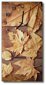 Skleněné hodiny vertikální Příroda hnědé listy