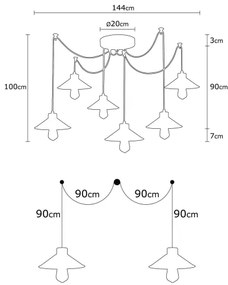 Lustr na lanku MANAVGAT 6xE27/40W/230V pavouk černá/hnědá
