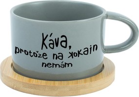 KÁVA, PROTOŽE NA KOKAIN NEMÁM - šedý hrníček makronka 200 ml