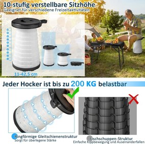 Costway Přenosný skládací stůl se 2 LED teleskopickými stoličkami, kempingovým