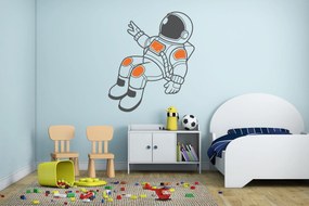 Lepy.cz Samolepka na zeď Vesmír - Astronaut Velikost (šířka x výška): 77x120cm, Kombinace barev sety: Tmavě šedivá + světle oranžová