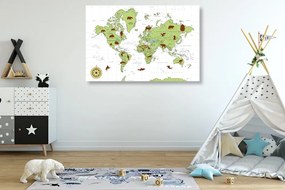 Obraz na korku mapa se zvířaty
