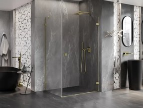 Mexen Lunar-B, pravostranný výklopný sprchový kout 85 x 80 cm, 8mm čiré sklo, zlatý kartáčovaný - 832-085-080-55-00-P