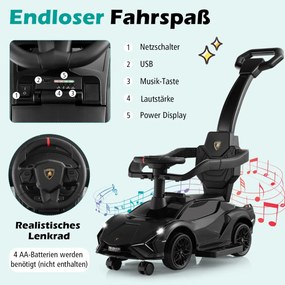 Costway 3 v 1 Lamborghini Push Car se světlomety a hudbou a – černý