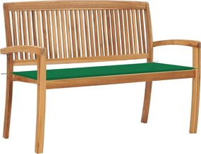 vidaXL Stohovatelná zahradní lavice s poduškou 128,5 cm masivní teak [3063279] Barva: Jasně zelená