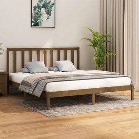 Rám postele medově hnědý masivní dřevo 200 x 200 cm,  3106791