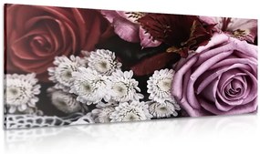 Obraz kytice růží v retro stylu Varianta: 120x60