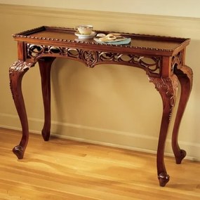 MAHOGANY FILIGREE CONSOLE TABLE