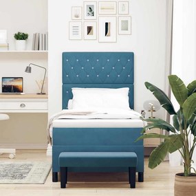 Postel s boxspringem s čelo Tmavě moddrá 200 x 100 cm samet 3344430