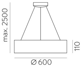 ACB Iluminacion Zavěsné LED svítidlo DILGA, ⌀ 60 cm, 48W, CRI90, CCT switch 2700-3000K Barva: Černá, Stmívání: DALI/PUSH